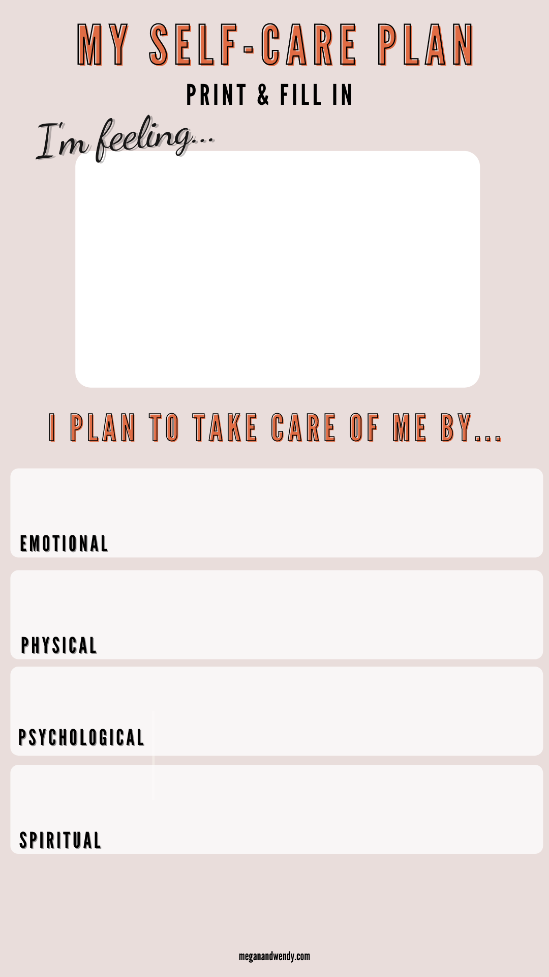 Self Care Plan Template Free Printable Free Download Printable