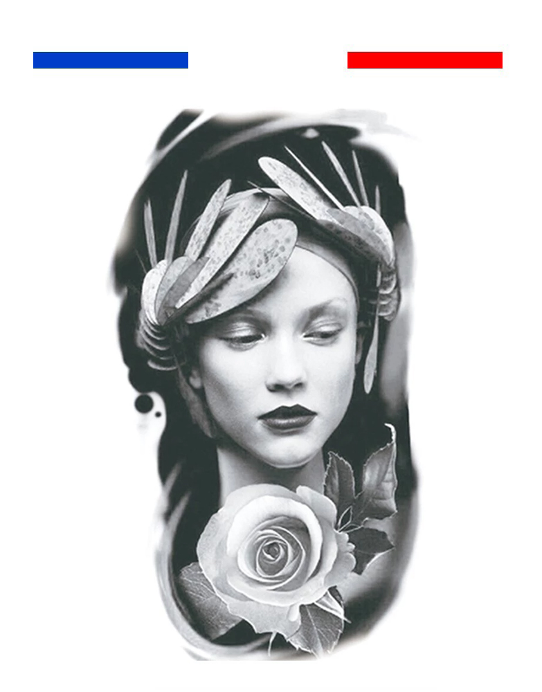 Tatouage Composition Visage Femme Et Rose Ultra Réaliste Mon Petit