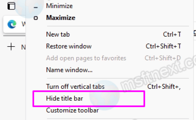 How To Hide The Window Title Bar With Vertical Tabs In Microsoft Edge