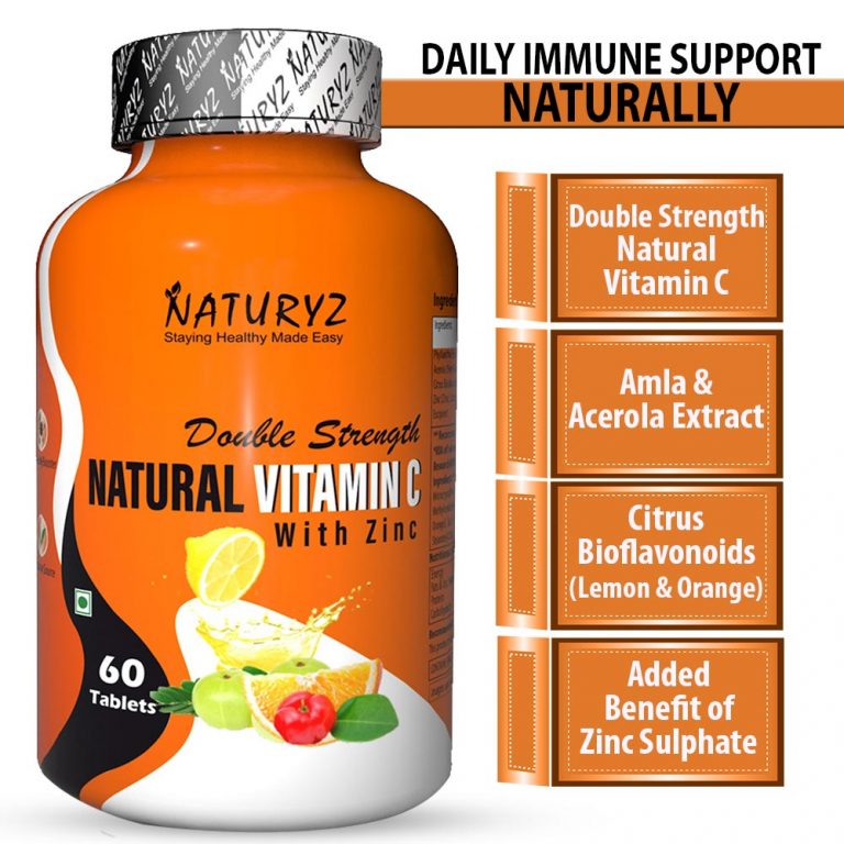 Double Strength Natural Vitamin C And Zinc Supplement 60 Tablets