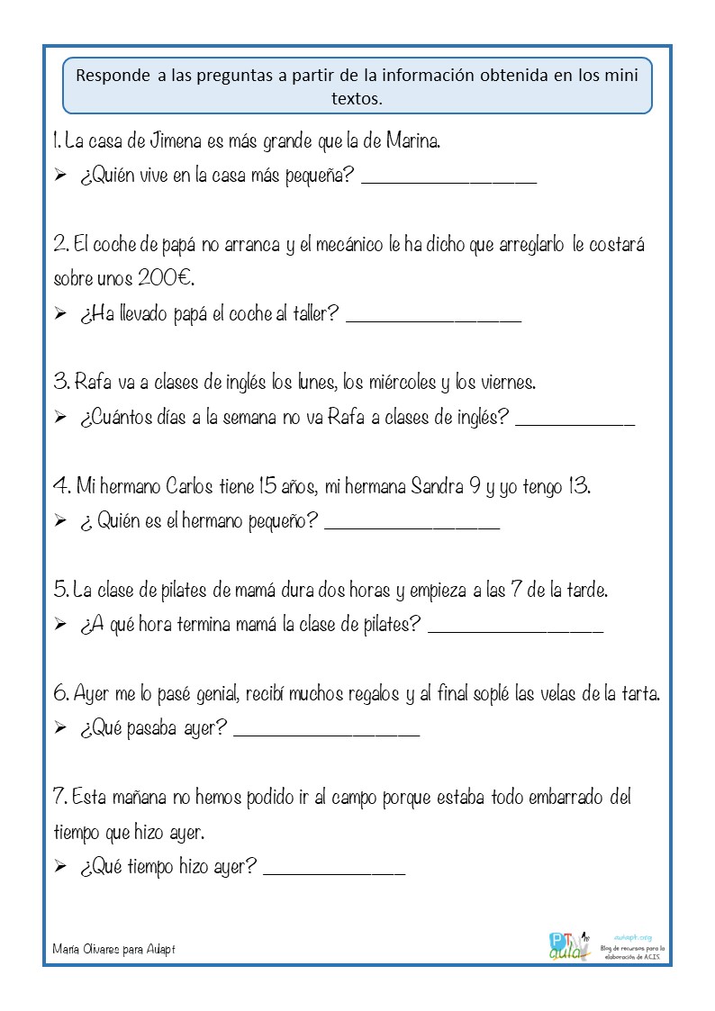 Comprensión Lectora A Partir De Mini Textos Inferenciales Aula Pt