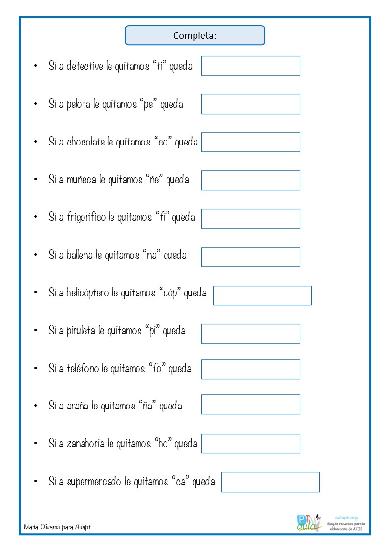 Ejercicio Dislexia Omisión De Sílabas Aula Pt