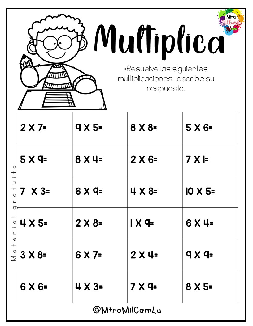 Colección De Ejercicio Para Repasar Las Tablas De Multiplicar