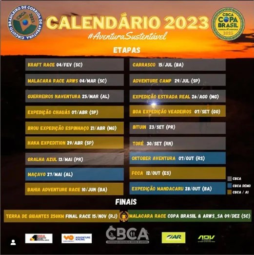 Calendário Do Circuito Brasileiro De Corrida De Aventura 2023