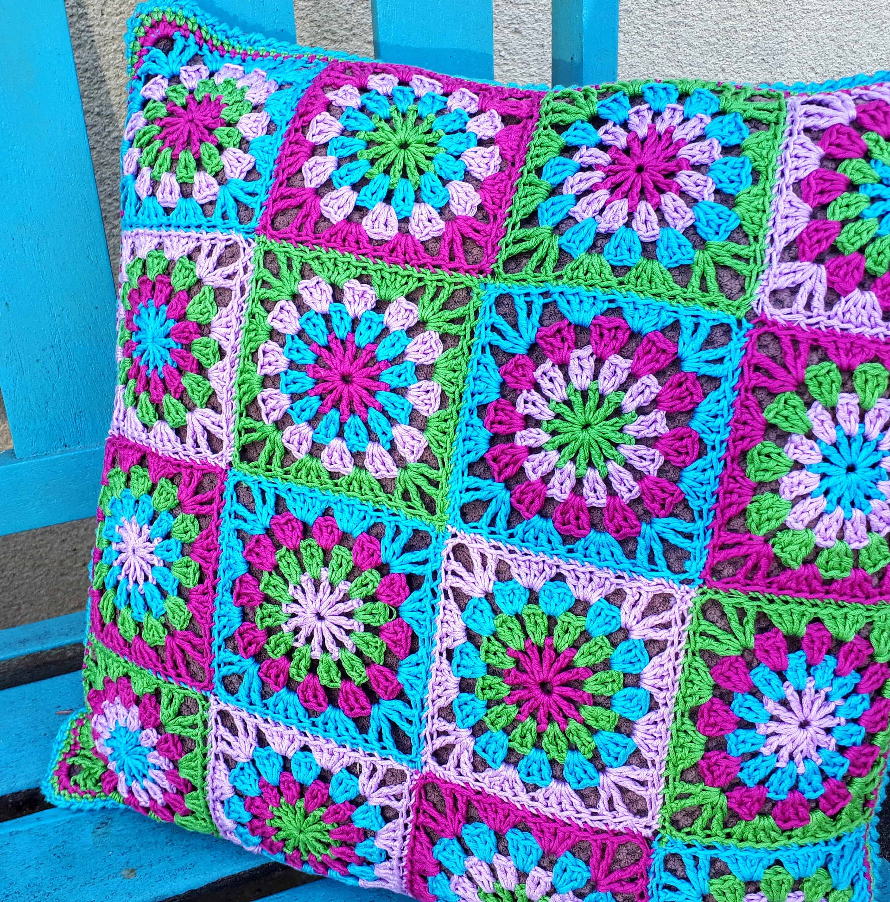 Crochet Granny Circle In A Square Pillow Free Pattern Annie Design