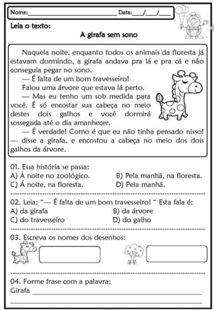 Interpretação De Texto 2 Ano Com Leitura E Atividades Para O Ensino