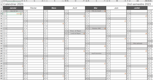 Calendrier 2023 Excel à Imprimer Gratuit Le Meilleur Modèle Vierge