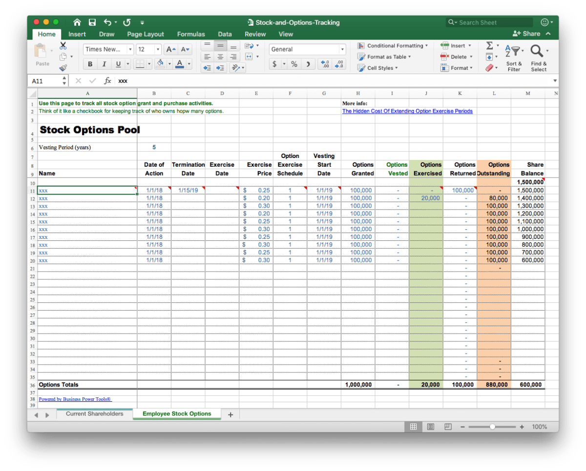 Stock Options Software Template Jian Business Power Tools