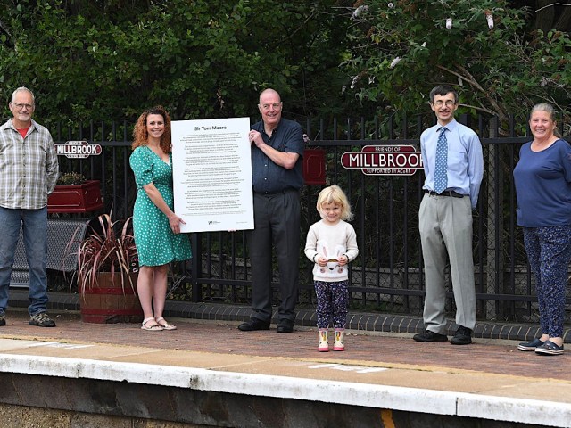 Poetry Plaque Unveiled To Honour Captain Tom At Millbrook Station