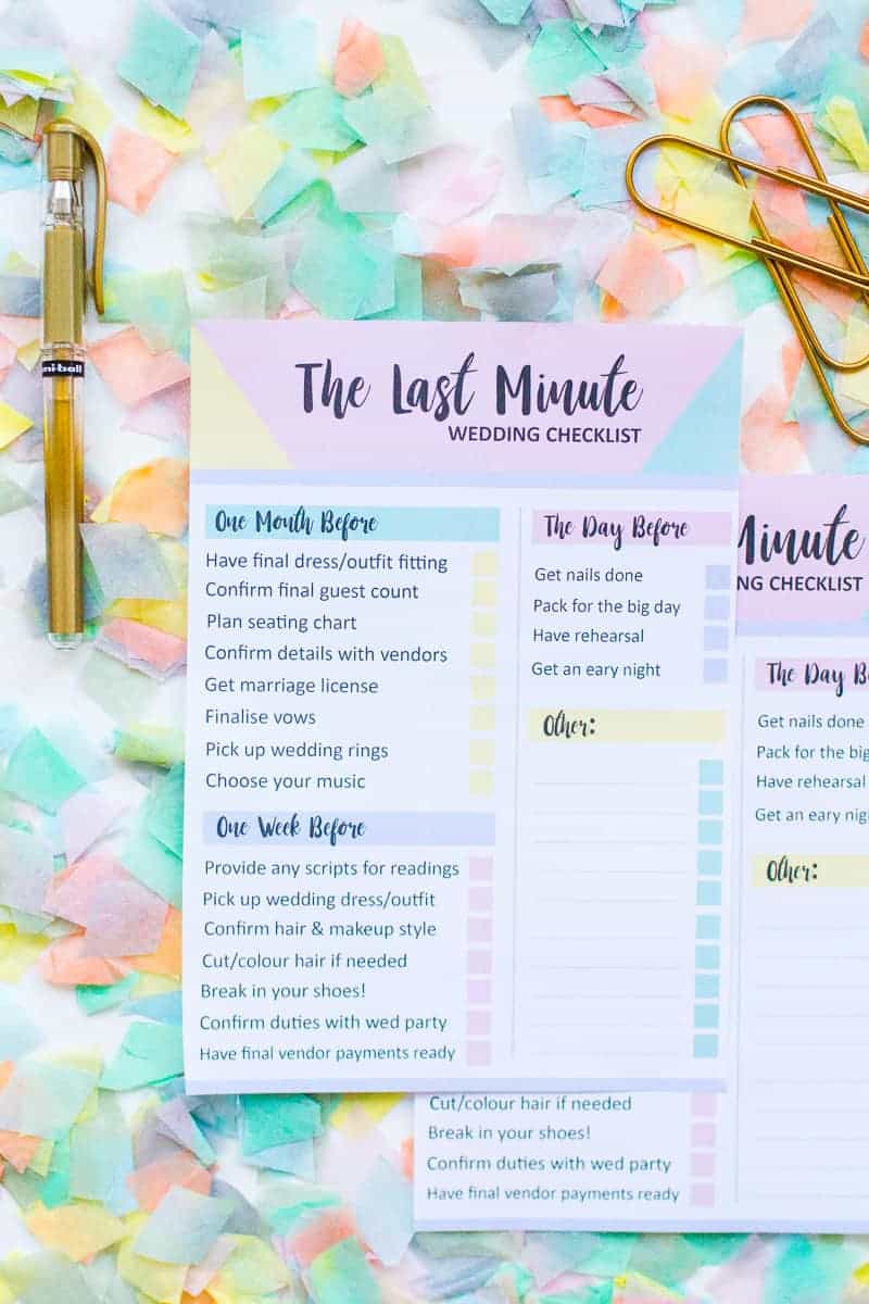 Grab This Free Printable Last Minute Wedding Checklist Bespoke Bride