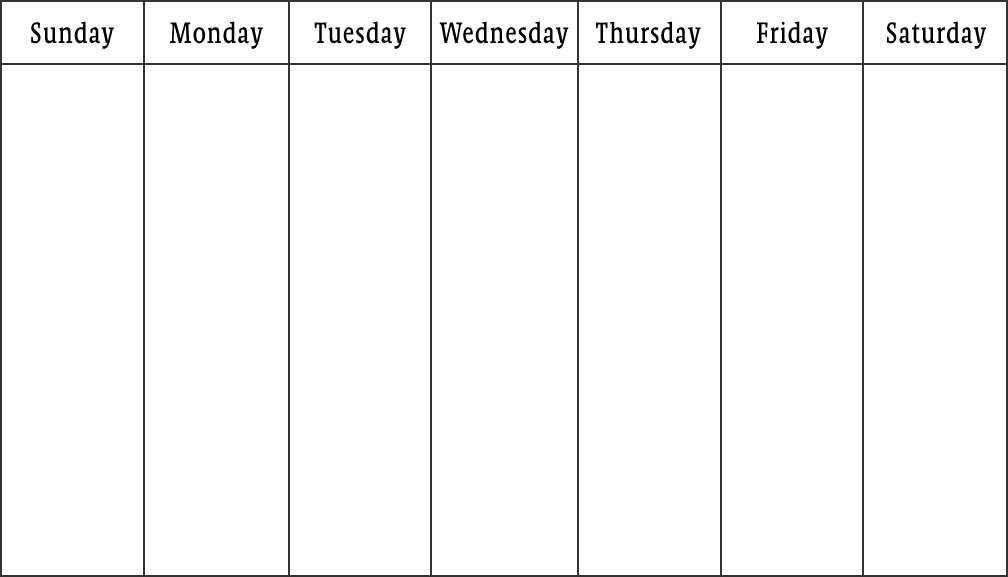 1 Week Calendar Printable Free Calendar Template