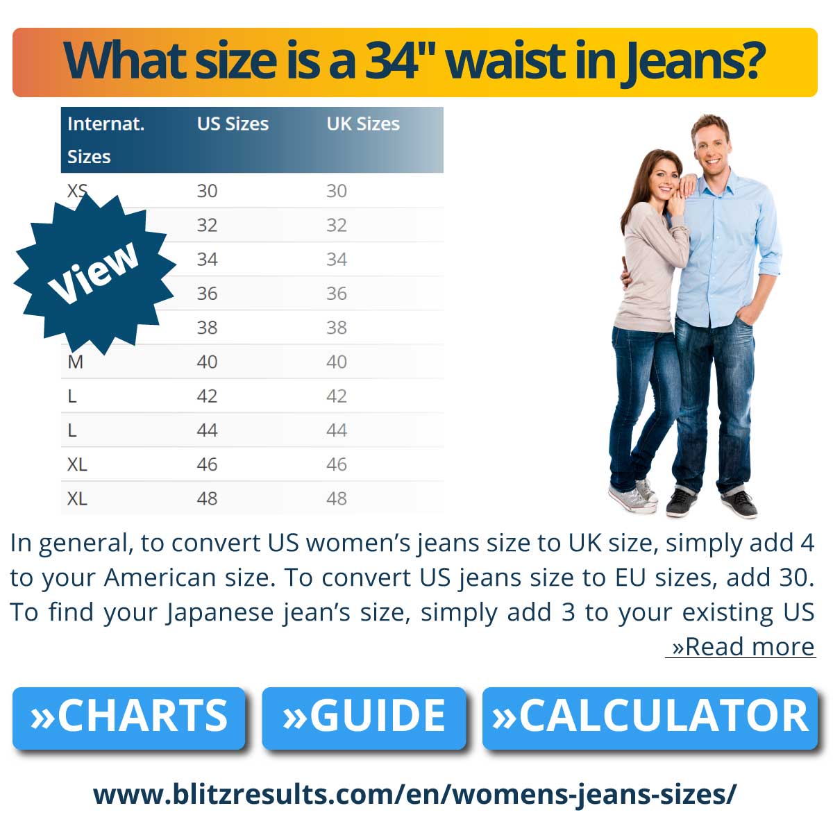 Womens Jeans Size Chart Conversion And Sizing Guide 2023