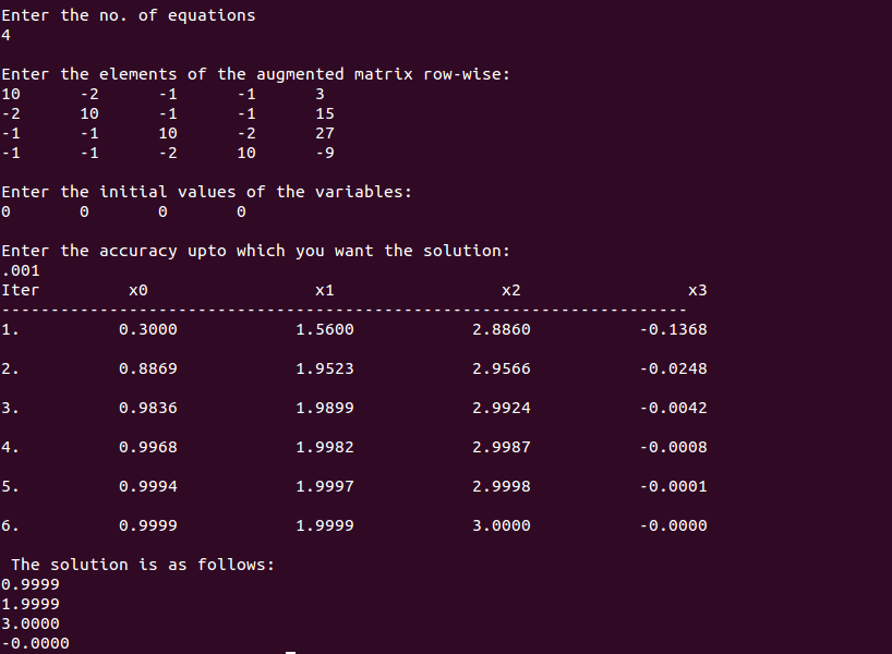 Gauss Seideliterative Method For System Of Linear Equations C