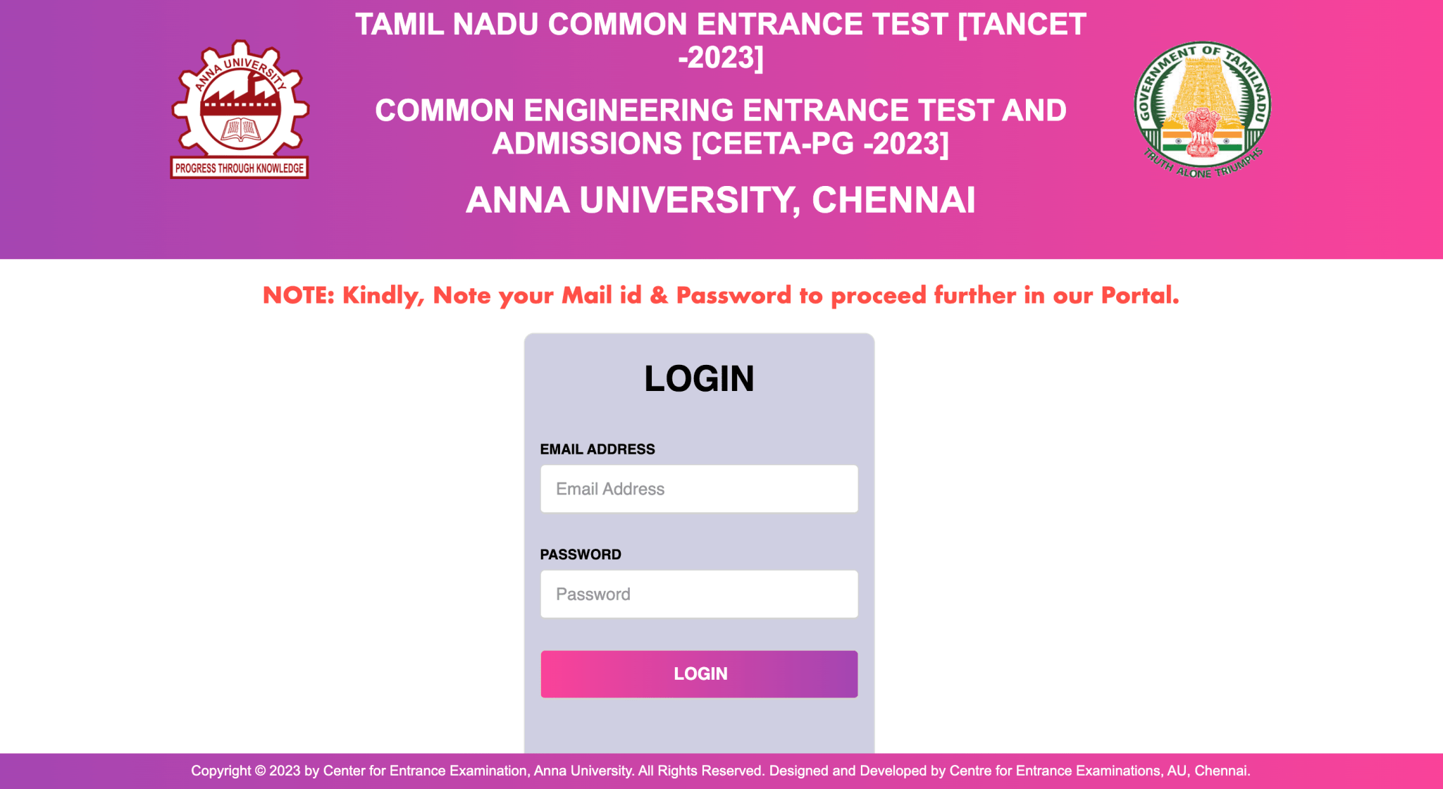 Tancet Hall Ticket 2023 Download Link Out