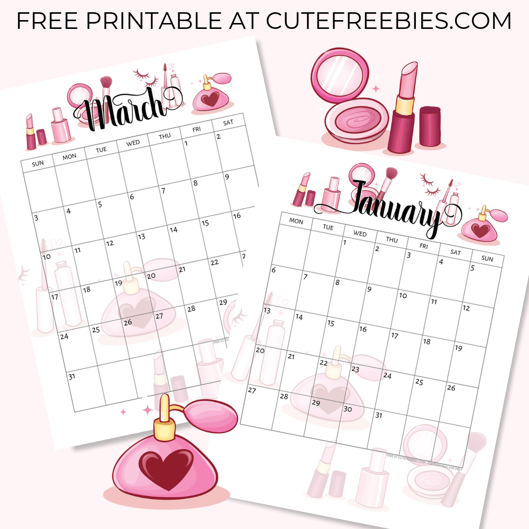 Free 2019 2020 Makeup Lovers Calendar Printable Cute Freebies For You