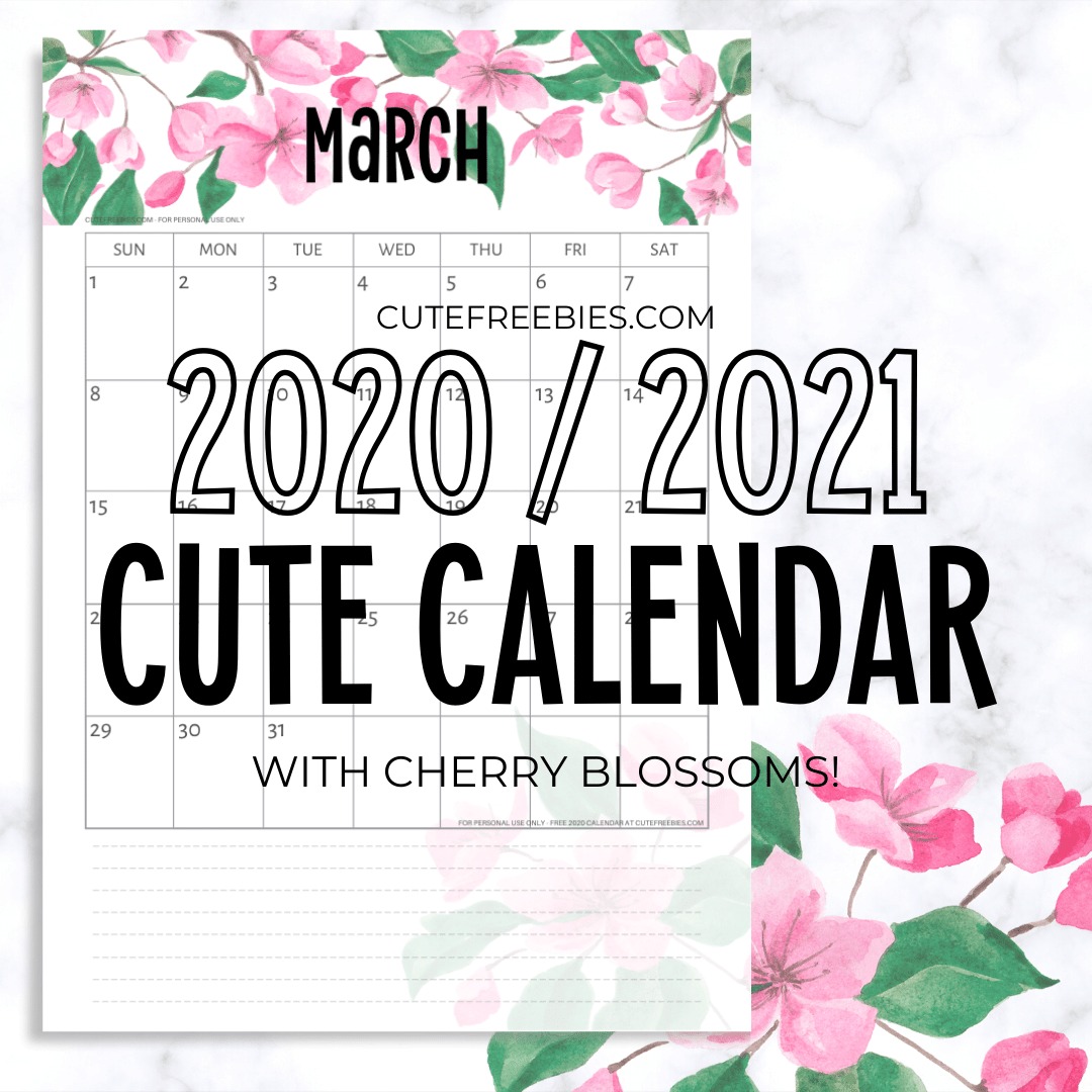 2020 2021 Calendar Sakura Cherry Blossoms Cute Freebies For You