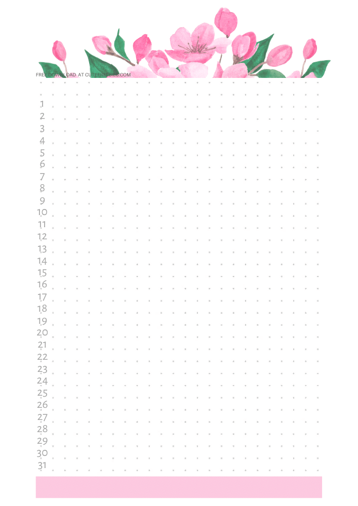 Cherry Blossoms Monthly Log Cute Freebies For You