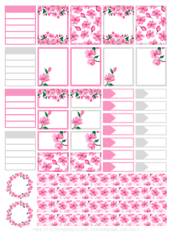 Printable Cherry Blossoms Planner And Stickers Cute Freebies For You