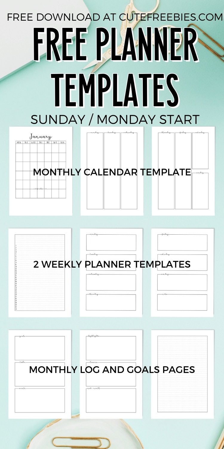 Free Printable Planner Template Cute Freebies For You