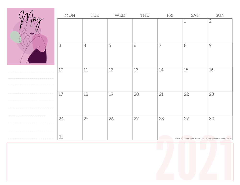 Free Printable May 2021 Calendar Pdf Cute Freebies For You