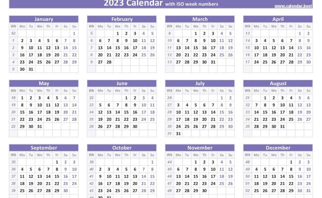 2023 Calendar Week Numbers Printable Calendar 2023 Boredmonday