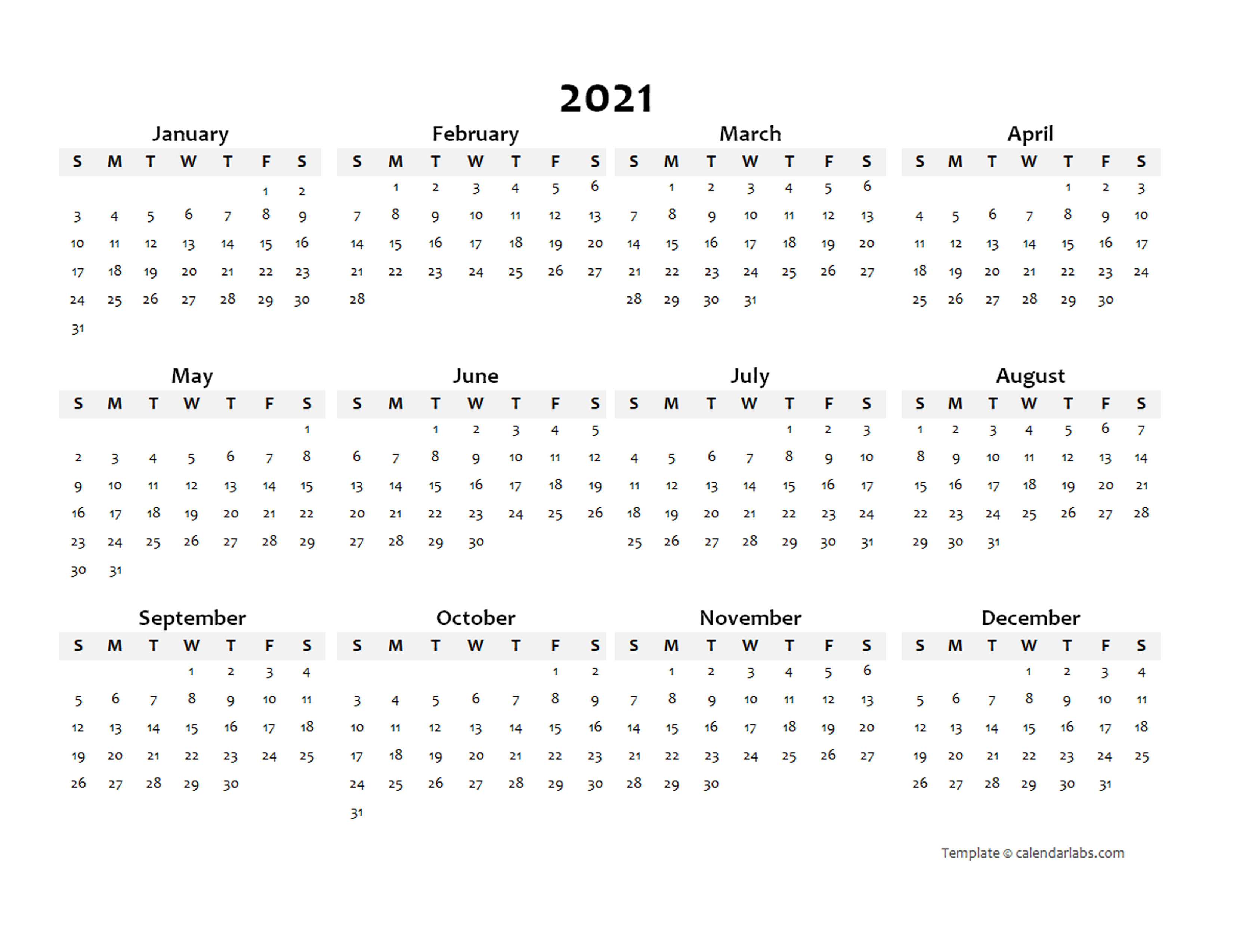 Download Yearly Blank Calendars For Free Calendarstemplate Free