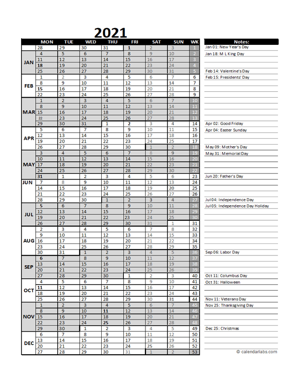 2021 Excel Calendar Project Timeline One Year Small Calendar 2021