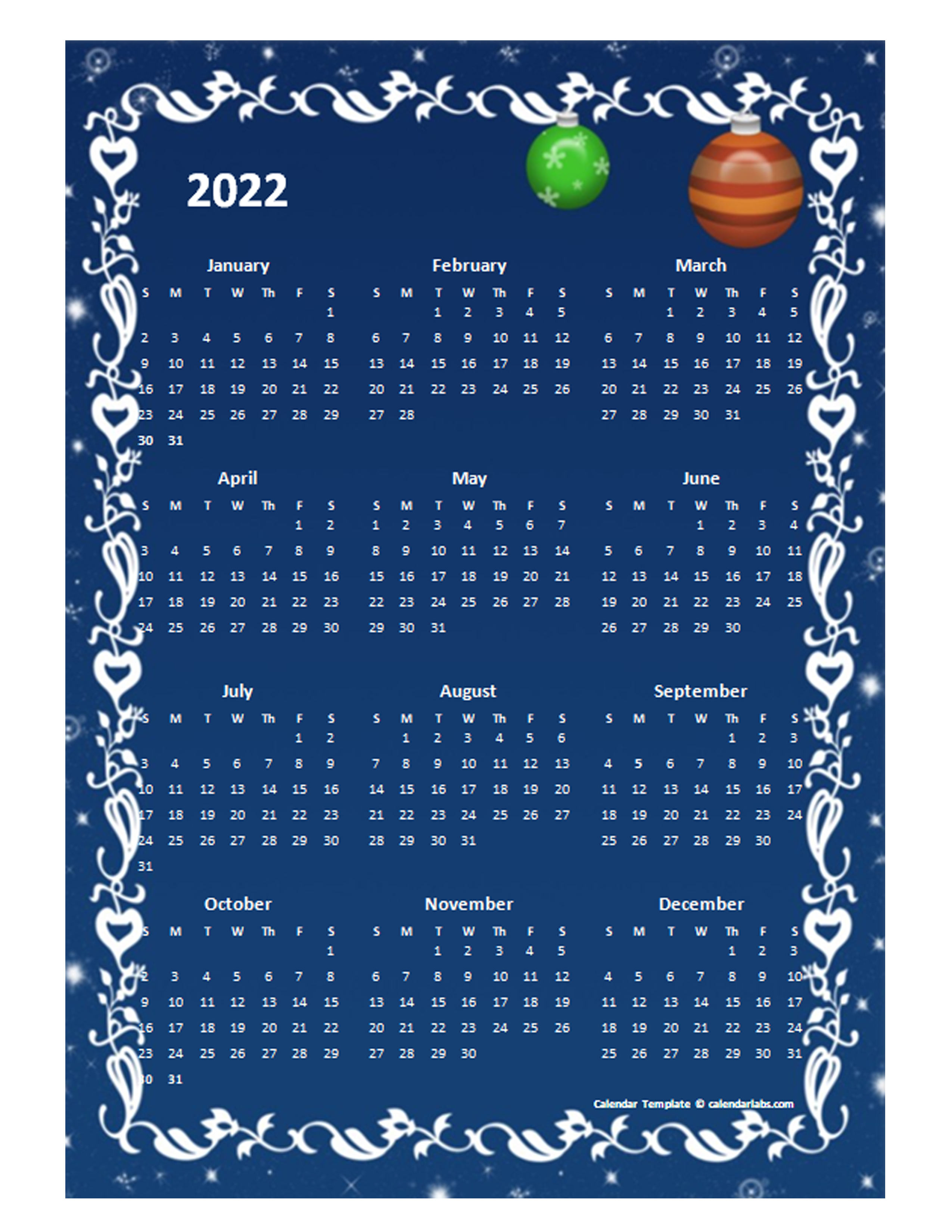 Download Free Printable Yearly Calendar 2022 Pdf Png Free Printable