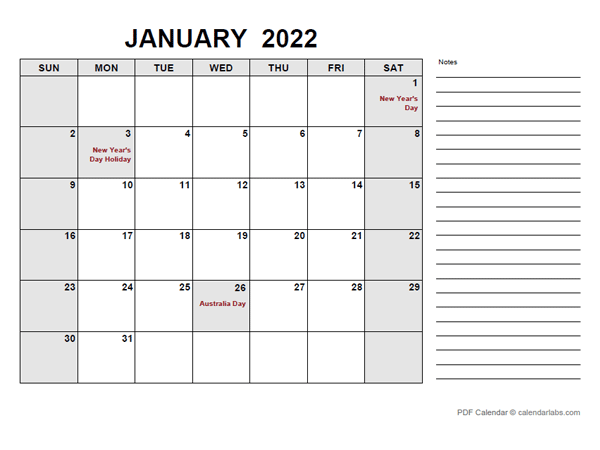 Australia Calendar 2022 Free Printable Excel Templates Australia