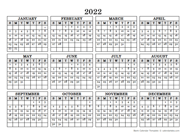 2022 Blank Yearly Calendar Landscape Free Printable Templates Riset