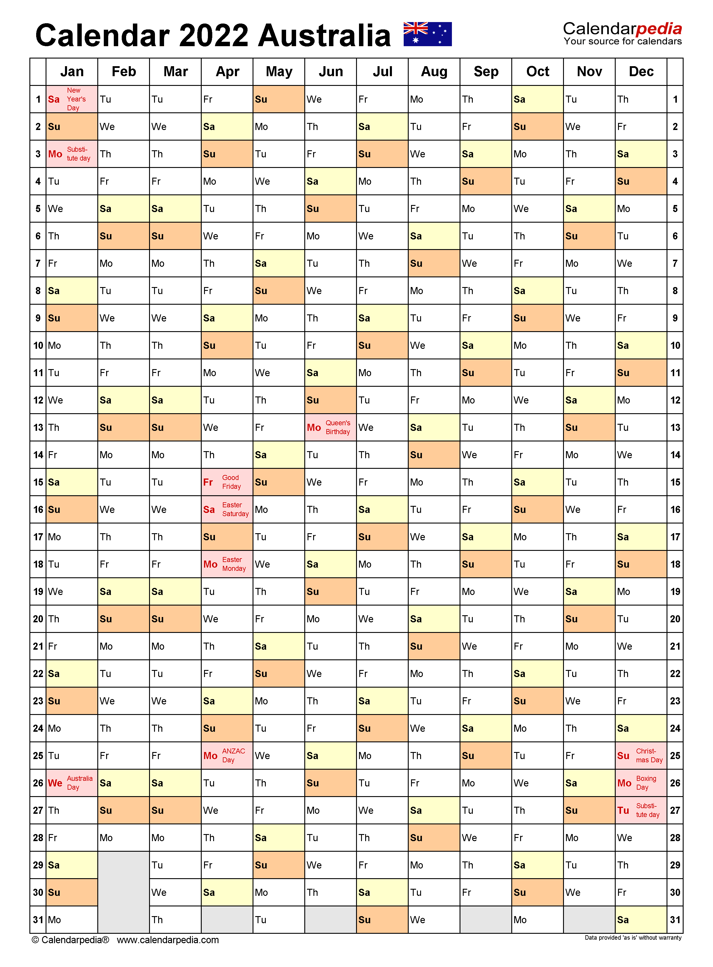 Printable 2023 Australia Calendar Templates With Holidays Calendarlabs