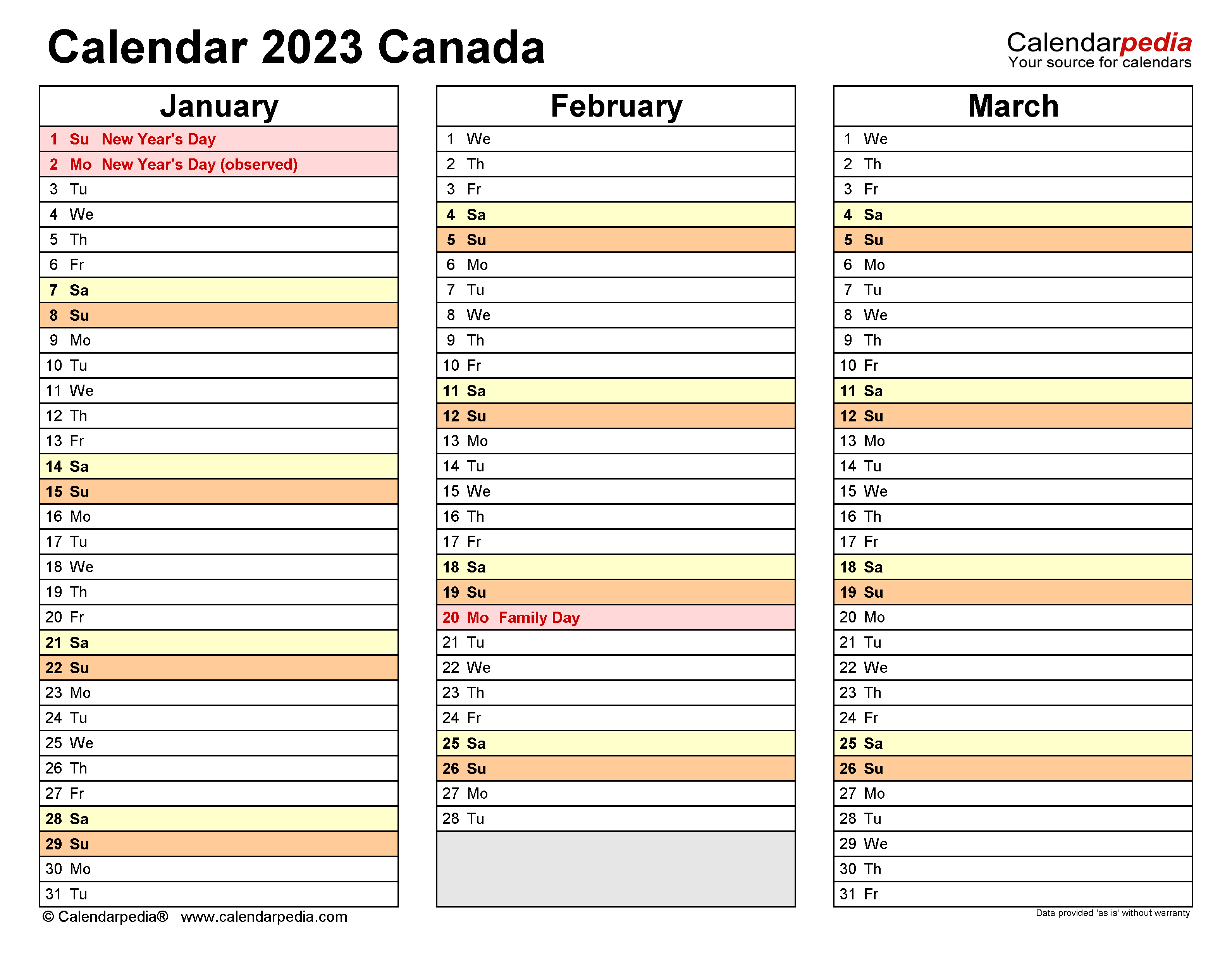 Canada Calendar 2023 Free Printable Pdf Templates Pel