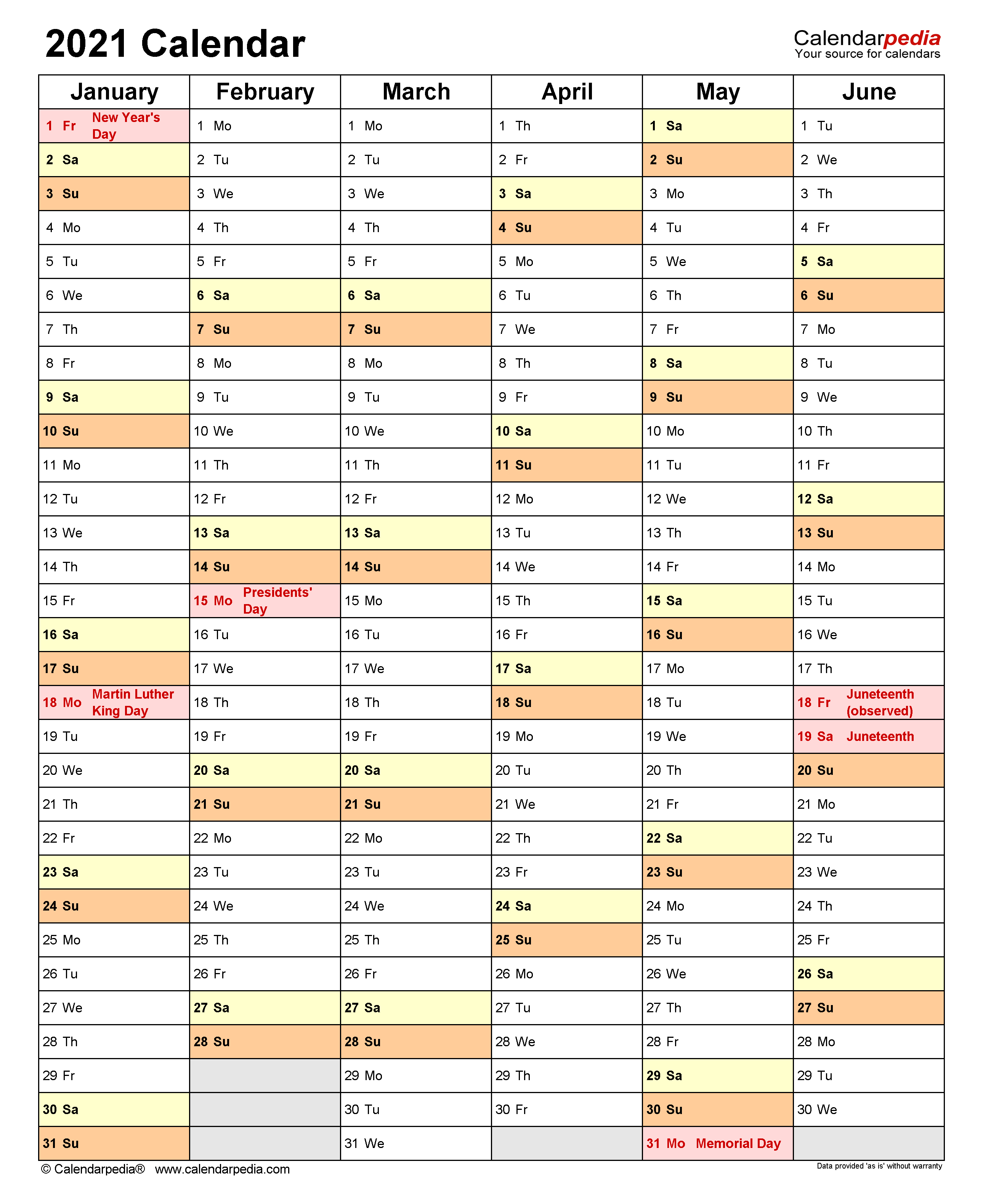 Kalender 2021 Excel