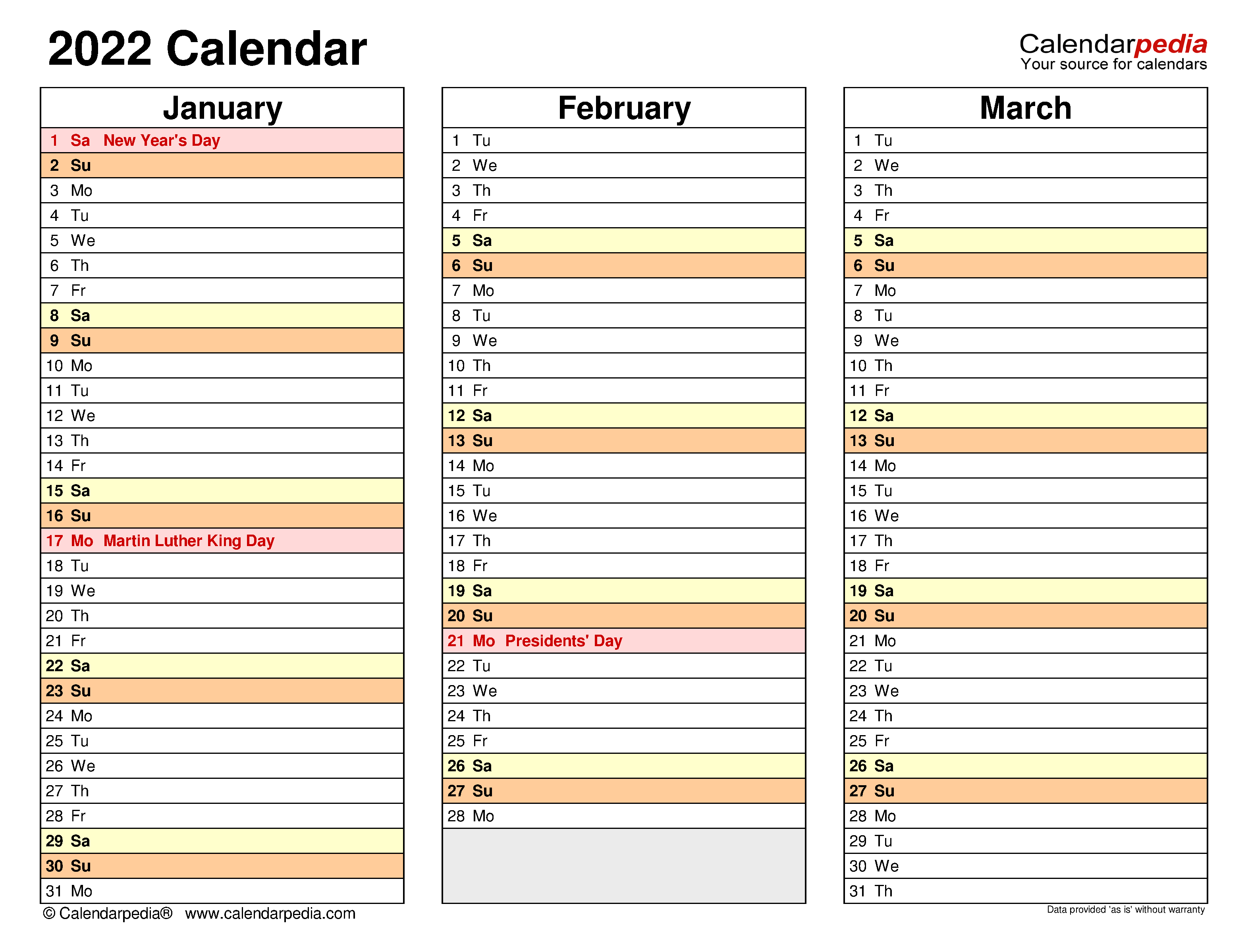 Calendar 2022 Template Printable Free Letter Template