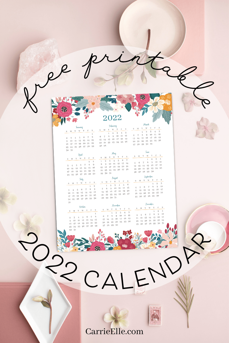 Free Printable 2023 Year At A Glance Floral Calendar