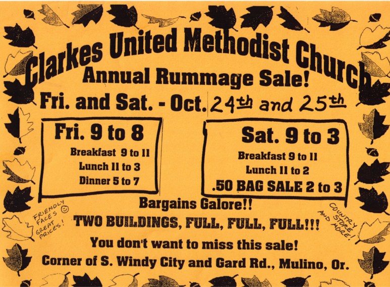Rummage Sale 2014 Clarkes United Methodist Church