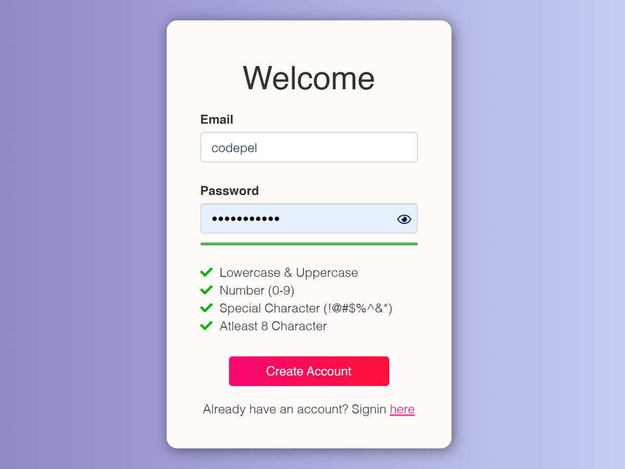 Email And Password Validation In Javascript — Codepel