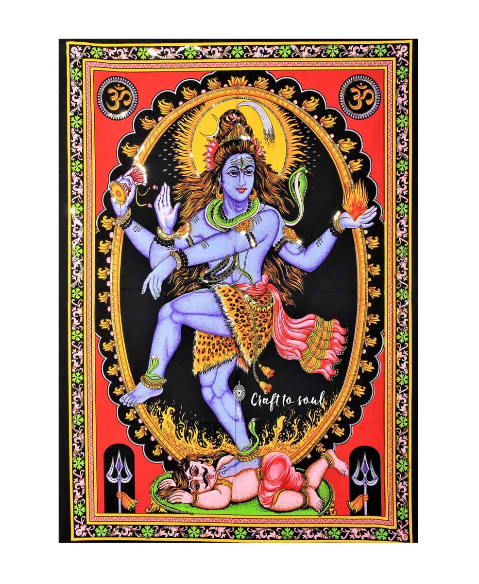 Trance Shiva Tapestry Hindu God Wall Hanging Altar Cloth