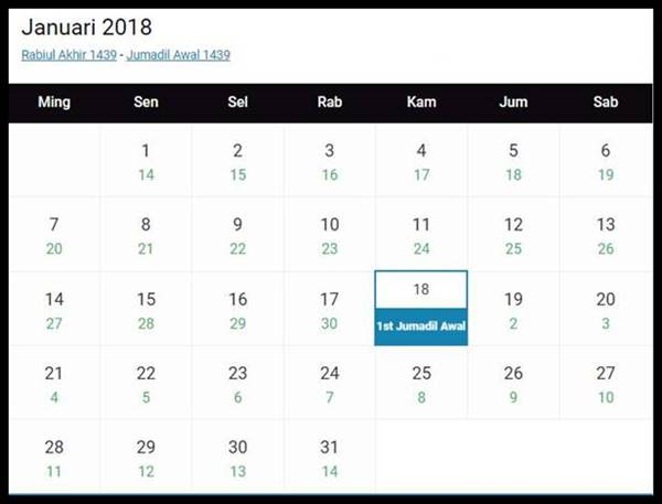 Kalender Bulan Islam 2018 Kalender Hijriyah Untuk Bulan September