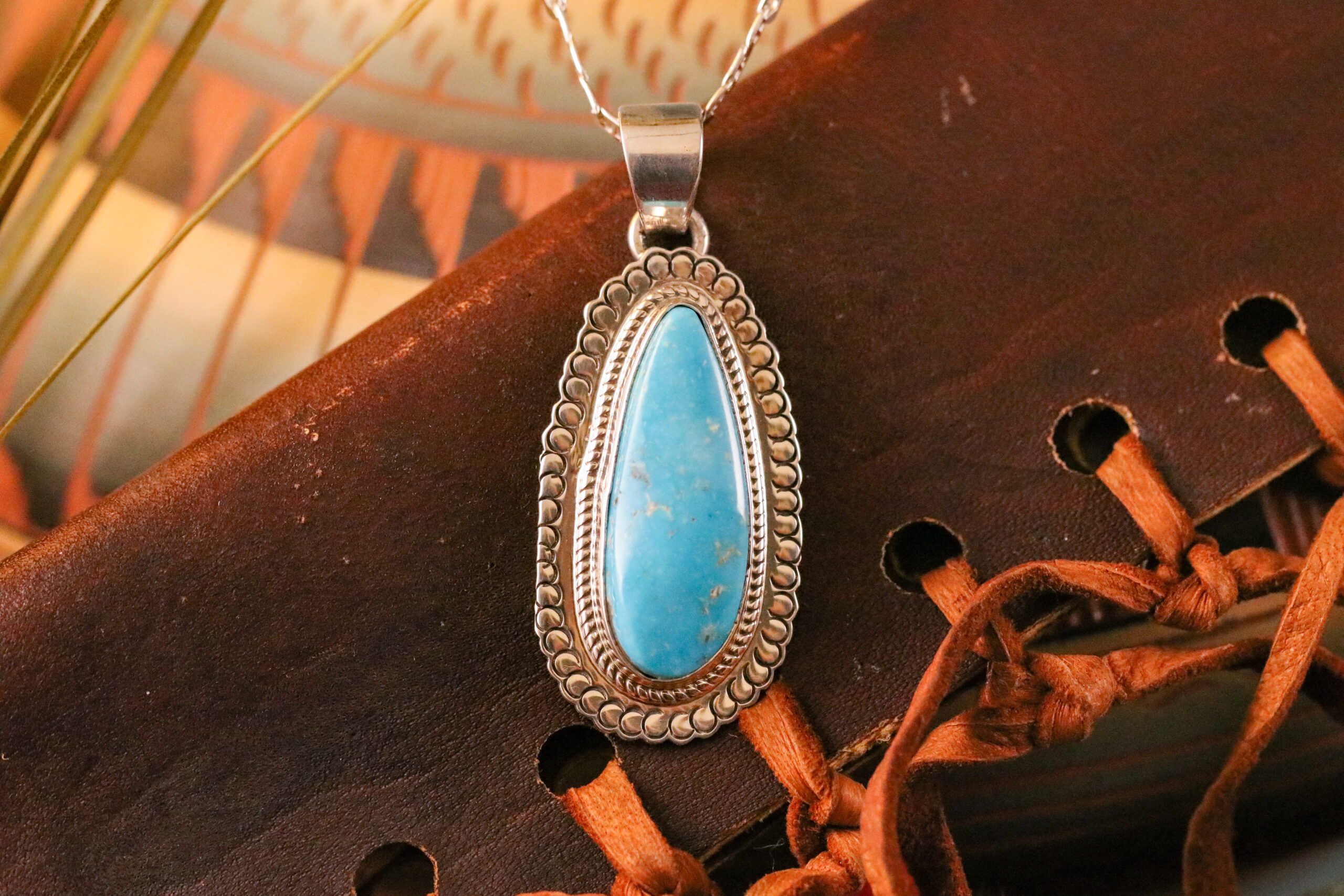 Kingman Turquoise Necklace Native American Turquoise Jewelry Dakota