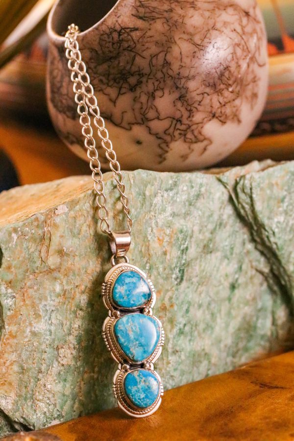 Kingman Turquoise Necklace Native American Turquoise Jewelry Dakota