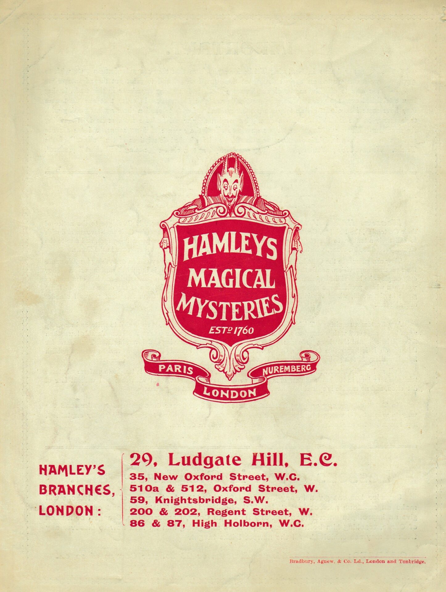 Hamleys Book Of Magic And Mystery Catalogue Probably Dated Just Before