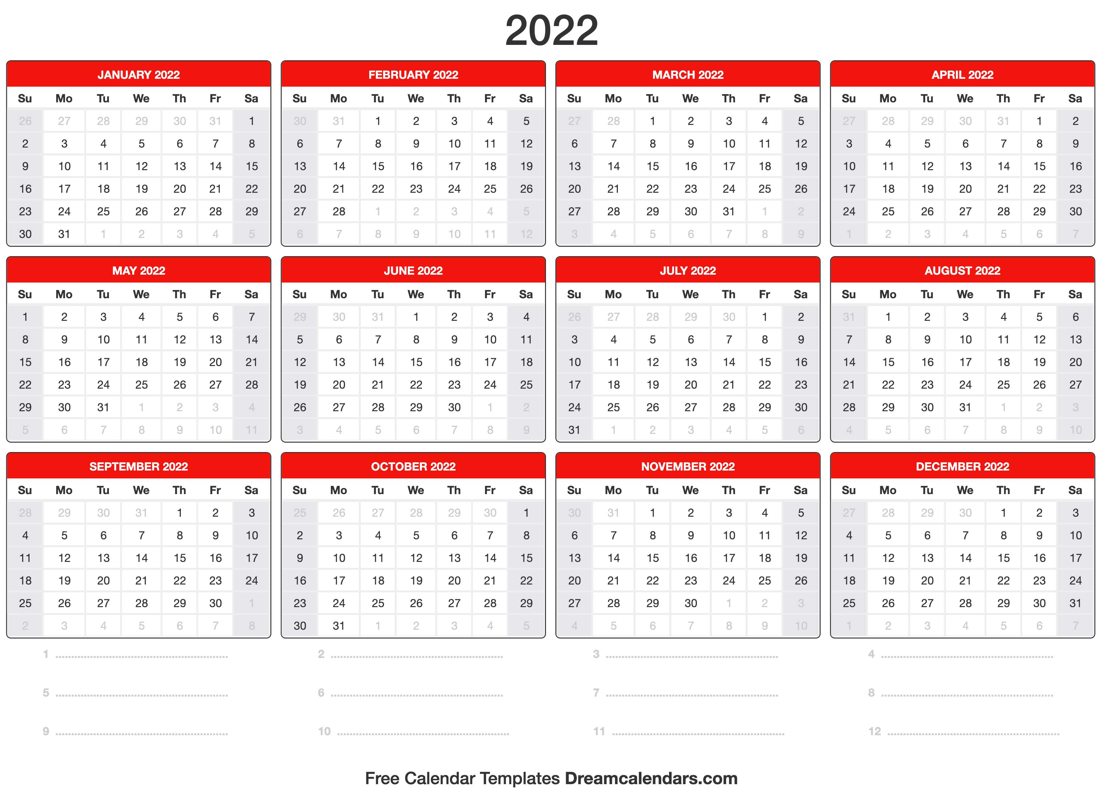 Editable Printable Calendar 2022 Free Letter Templates Vrogue
