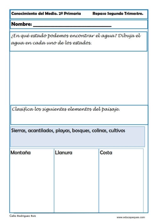 Conocimiento Del Medio Primaria 25 Fichas De Ejercicios