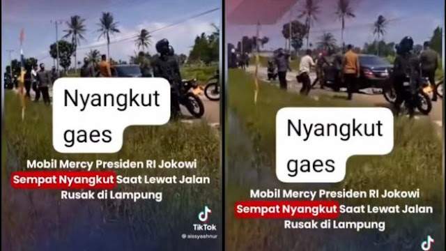 Viral Video Mobil Jokowi Nyangkut Saat Lewat Jalan Di Lampung Netizen