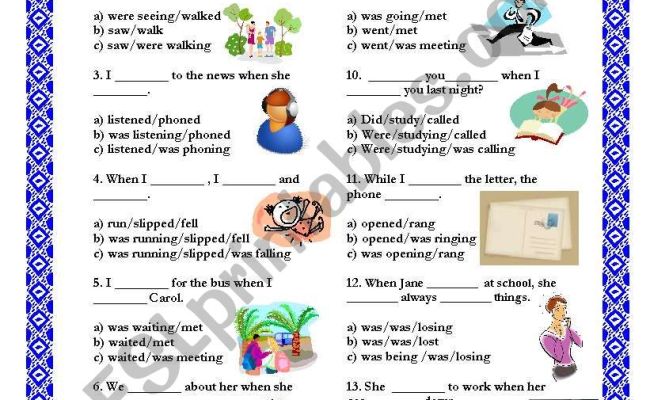 Grammar Activities Past Simple And Past Continuous Multiple Choice