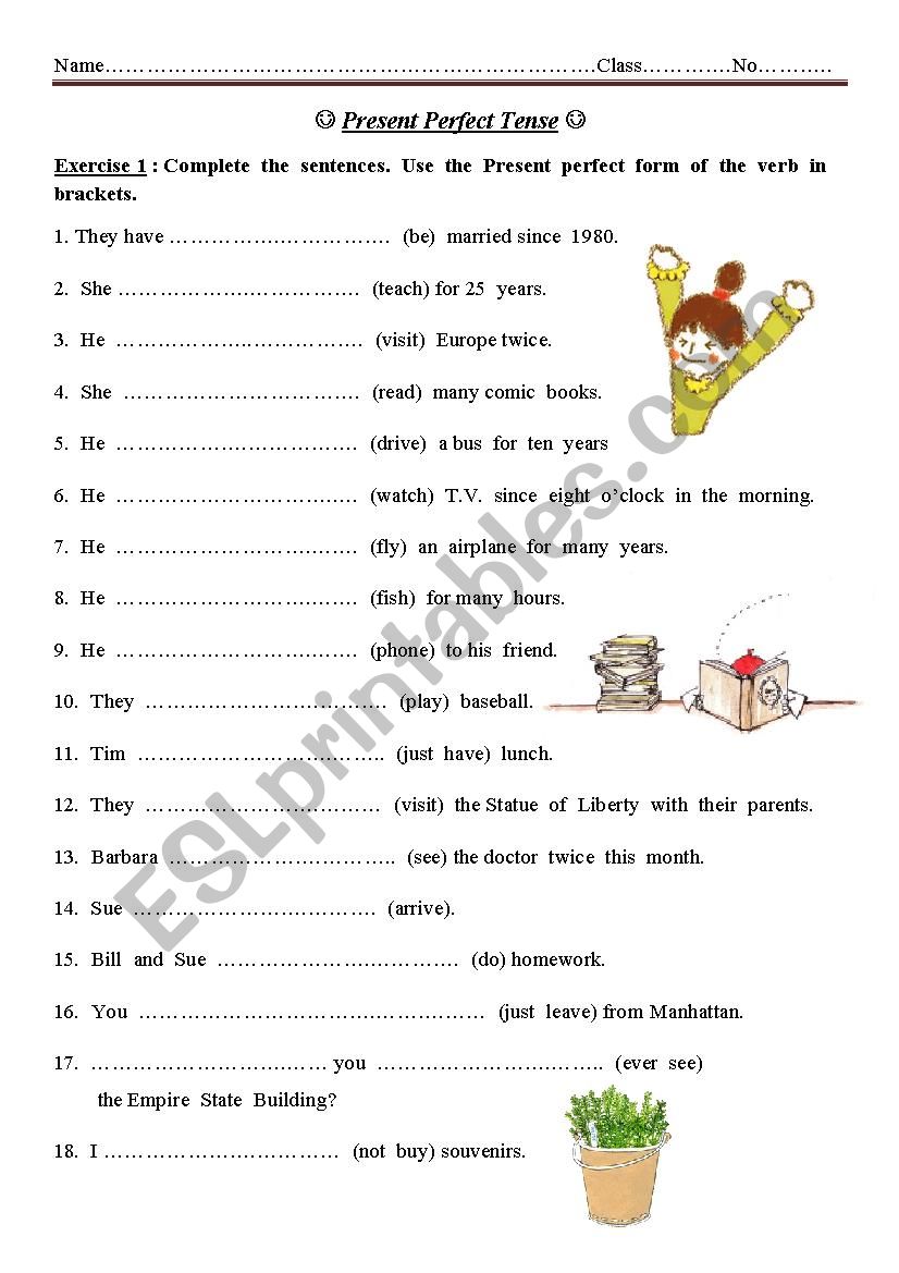 Perfect Tenses Esl Worksheet By Ildibildi Perfect Tense Verbs