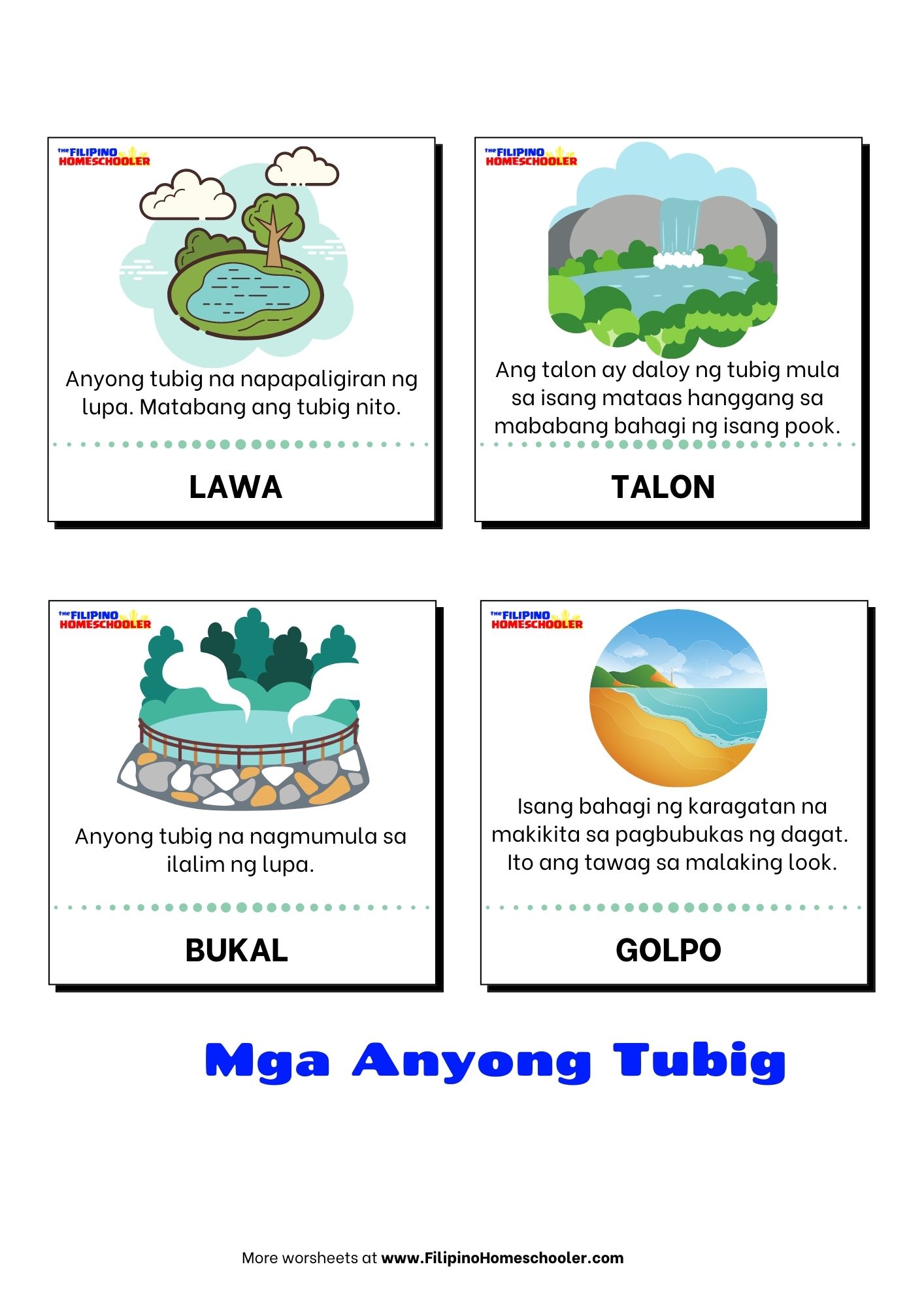 Uniq Laminated Educational Wall Charts Anyong Lupa At Tubig Water Rin