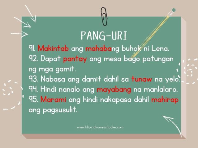 100 Halimbawa Ng Pang Uri Sa Pangungusap — The Filipino Homeschooler