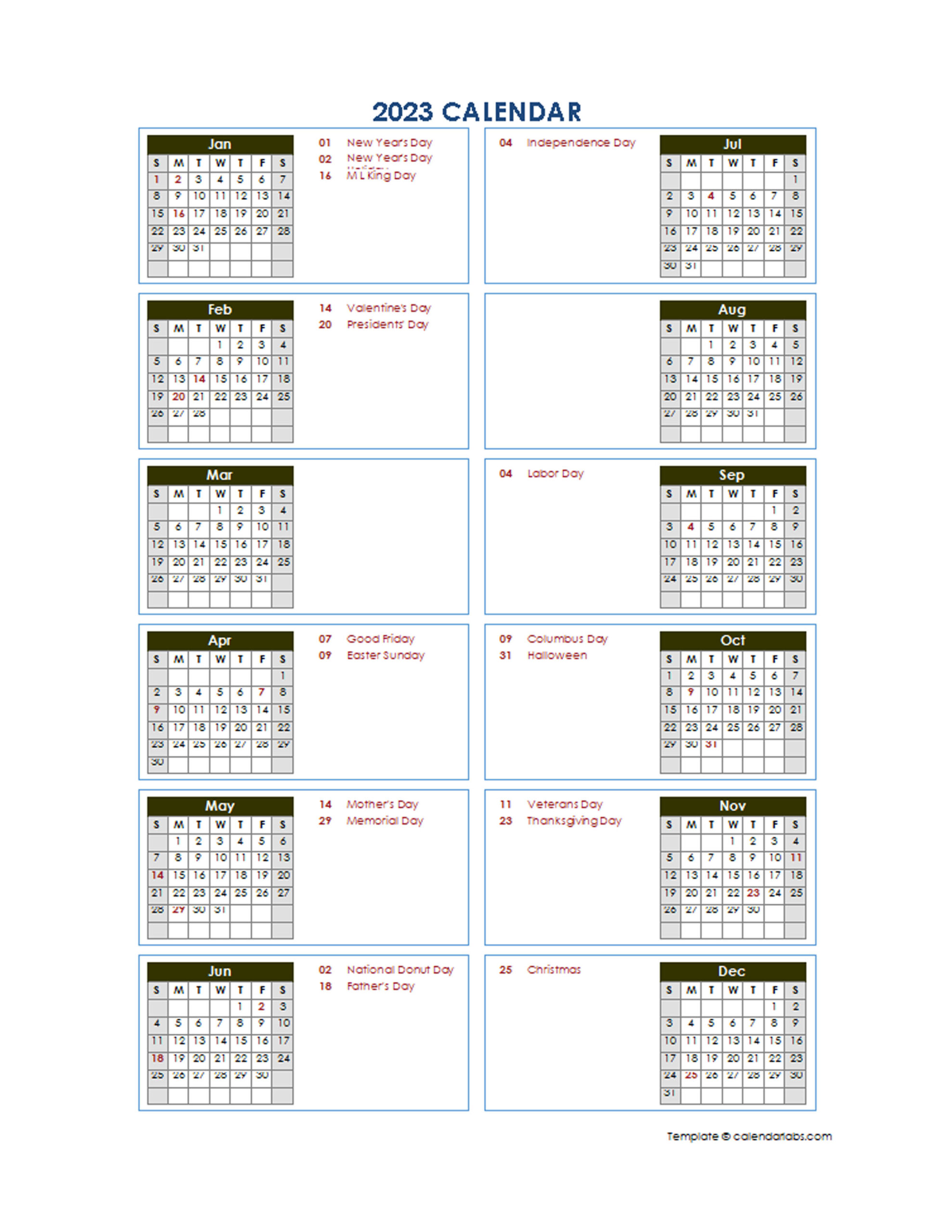 Blank Calendar 2023 Editable 2023